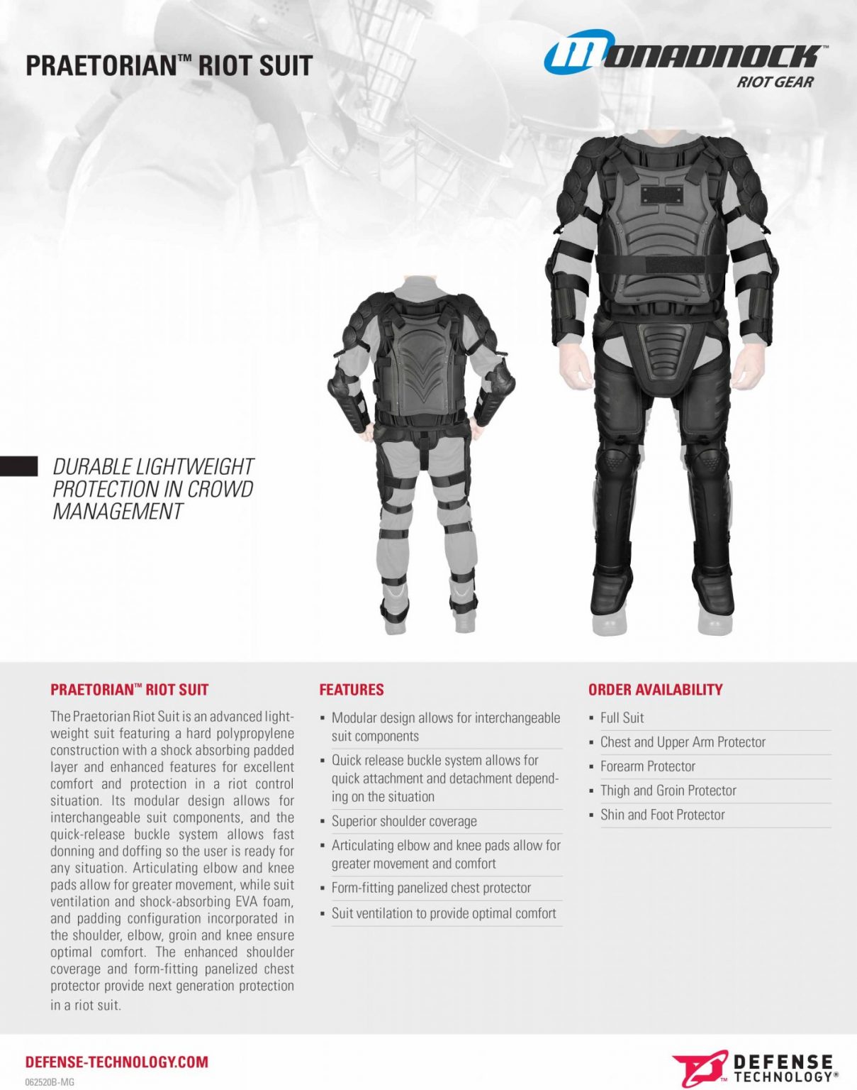 Monadnock® Riot Gear Sell Sheets - Defense Technology